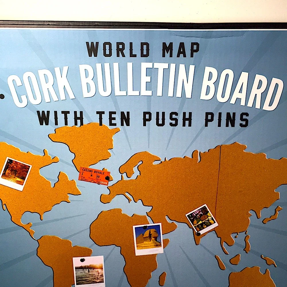 WORLD MAP | Wall Decor | World Map Cork Bulletin Board New | Poshmark
